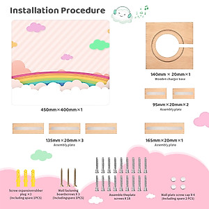 OUKNAK Floating Shelf for Toniebox, Wall Mount Magnetic Wooden Shelf with Carrying Case Compatible with Tonie Audio Player Figures Character for Children Baby's Room (Rainbow)