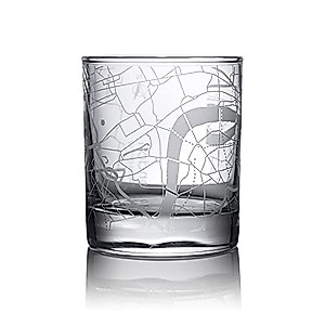 London City Map Whiskey Glass, Unique Gift, 10.5 oz