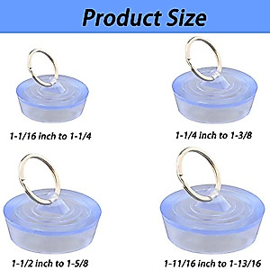 UMBWORLD Bath Tub Drain Stoppers, 4 Pcs Sink Bathtub Plug Drain Plug Transparent Strainer Kitchen Bathroom Laundry Bar Water Seal with Hanging Ring for Shower Pool Plugs and Caps (Clear 4pcs)