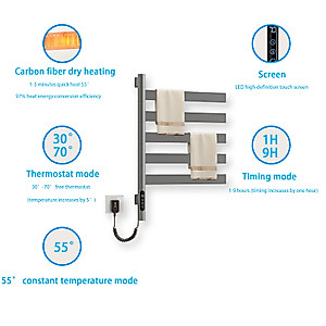 XIHAADOY Heated Towel Rack Towel Warmer Rack Heated Towel Rack Freestanding, 180-Degree Rotation, Ipx5 Waterproof, 110v, 0.163hp,Gray