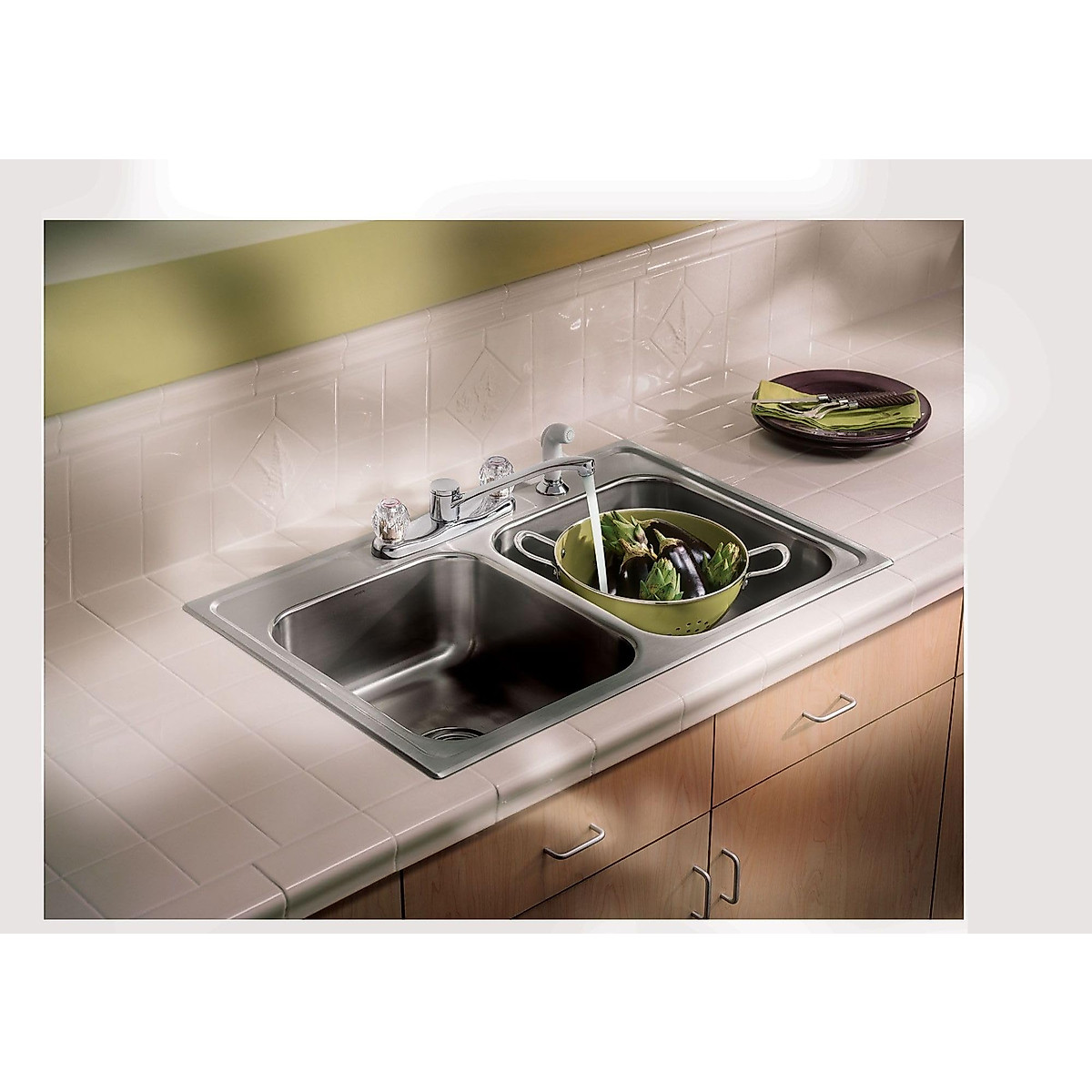 MOEN 7910 Chateau Two-Handle Low-Arc Kitchen Faucet, Chrome