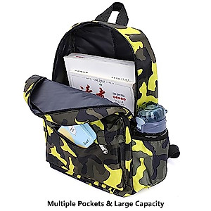 BEFUNIRISE Kids School Backpacks for Boys Girls Elementary Kindergarten Camo School Bags Bookbags for Primary Preschool (Camouflage Yellow, Large)