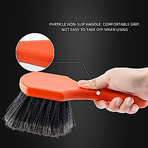 SPTA Wheel & Tire Brush, Soft Bristle Car Wash Brush for Car Rim, Interior & Exterior Surface Cleaning Brush, Clean Tires and Release Dirt, Soft Handle for Easy Scrubbing