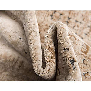 Unique Loom Chateau Collection Distressed, Textured, Vintage, Border, Rustic, Traditional Area Rug, 5 ft x 8 ft, Beige/Light Brown