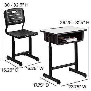 Flash Furniture Open Front Student Desk and Chair Set, 3 Pack, Grey