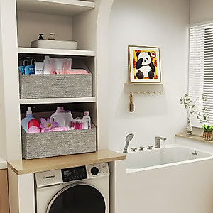 ORGMASTER Closet Organizer Bins, Fabric Storage Bins Foldable Storage Box Shelf Baskets Container Trapezoid Storage Bin for Organizing Home Office Shelves Wardrobe RV, 4 Pack, Coffee