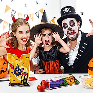 120 Pieces Halloween Plastic Bags Candy Bags Trick or Treat Bags Jack O Lantern Pumpkin Treat Bags Goody Bags Favor Bags for Halloween Party Favor