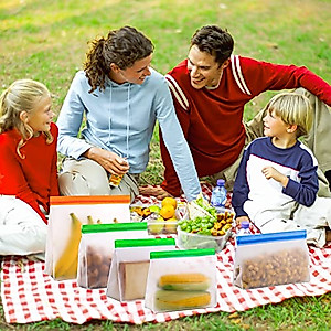 Reusable Food Snack Sandwich Storage Bags, 20Pcs Stand Up Leakproof Thicken Freezer Bags, Upgraded Reusable Bags Silicone Containers for Kids, Ziplock Gallon Storage Bags for Kitchen Meat Fruit Cereal