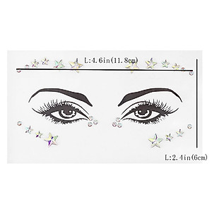 Wosois Crystal Face Stickers Star Mermaid Gems Sparkly Temporary Rhinestone Sticker Rave Party Accessories for Women and Girls (A)