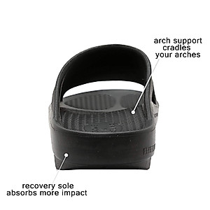 KOCOTA Men's and Womens Arch Support Recovery Slide Sandals Black 10-11 Women/8-9 Men.