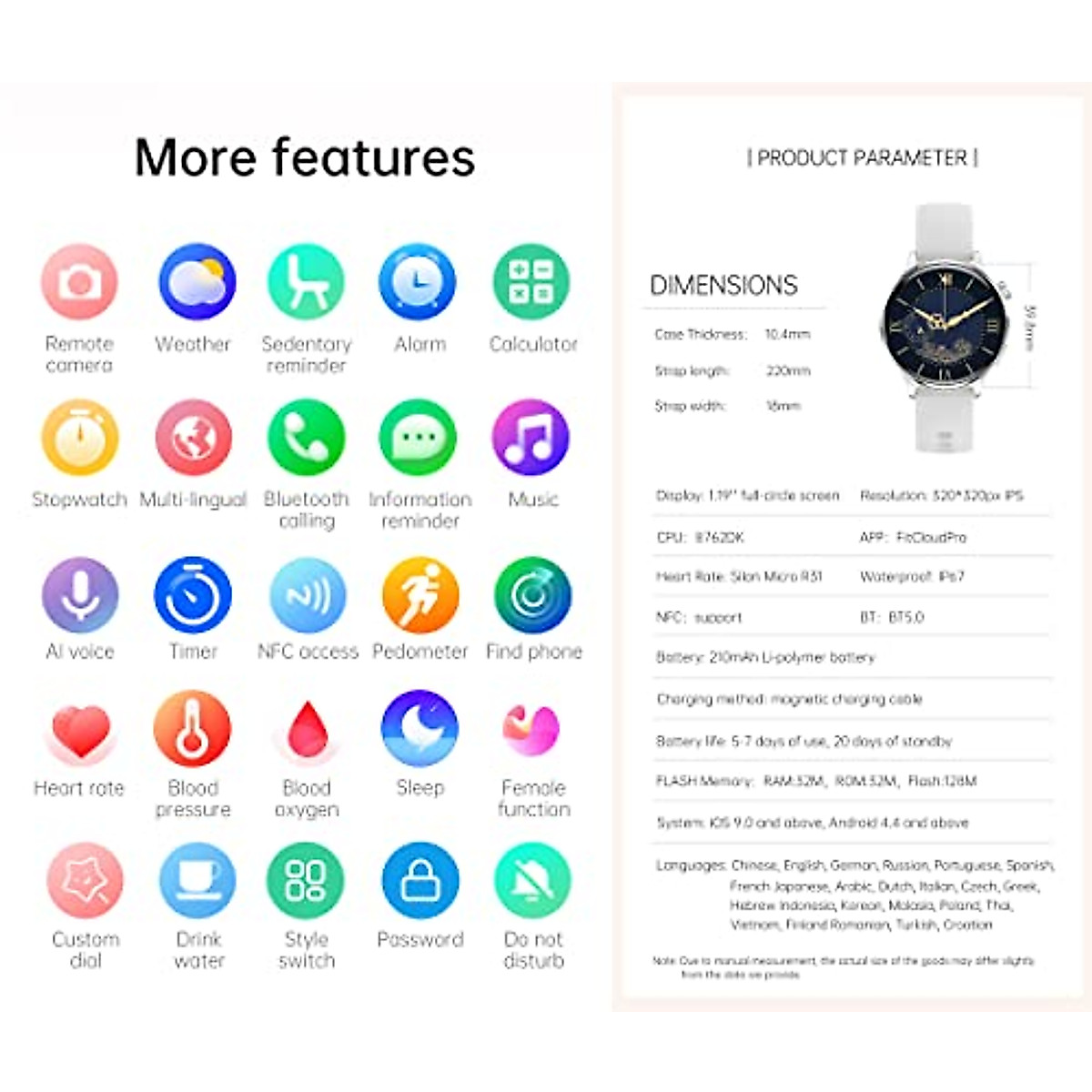 HANDA Smart Watch for Women, Fitness Tracker Smartwatch with Heart Rate Blood Pressure Sleep Monitor Bluetooth Call Pedometer IP67 Waterproof Activity Tracker for Android iOS (Gold Steel)