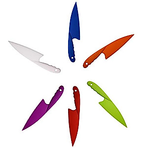 PENTA ANGEL 6 Colors Plastic Kitchen Knife Set Nylon Knife Children Safety Cooking Chef Knives for Fruit Lettuce Vegetable Salad Bread (6 Colors)