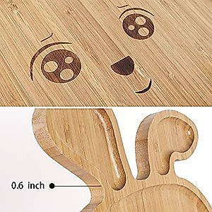 PTYQU 9.5 Inches Bamboo Little Rabbit Plate, All-Natural Vegan Friendly Wooden Tray-Perfect for Parties, Holidays, Family Dinners, and More