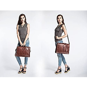 ECOSUSI Briefcase for Women Laptop Bag for Work Briefcase Crossbody Messenger Bags Vegan Leather Satchel Purse Fit 14 Inches Laptop, Coffee