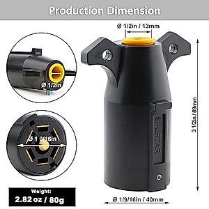 Spurtar 7 Pin Trailer Plug 7 Way Round RV Style Flat Blade Trailer Light Wiring Harness Trailer End Towing Replacement Connector Male End Adapter 12V Towbar-New Upgraded