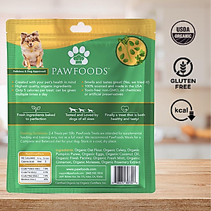 PawFoods Treats - Minty Dog Dental Treat - Organic Dog Treats Chews, Healthy Dog Mints for Bad Breath, Dog Breath Freshener & Teeth Strength, Only 5 Cal, Approx. 60 Treats Per Bag - 170g - Made in USA