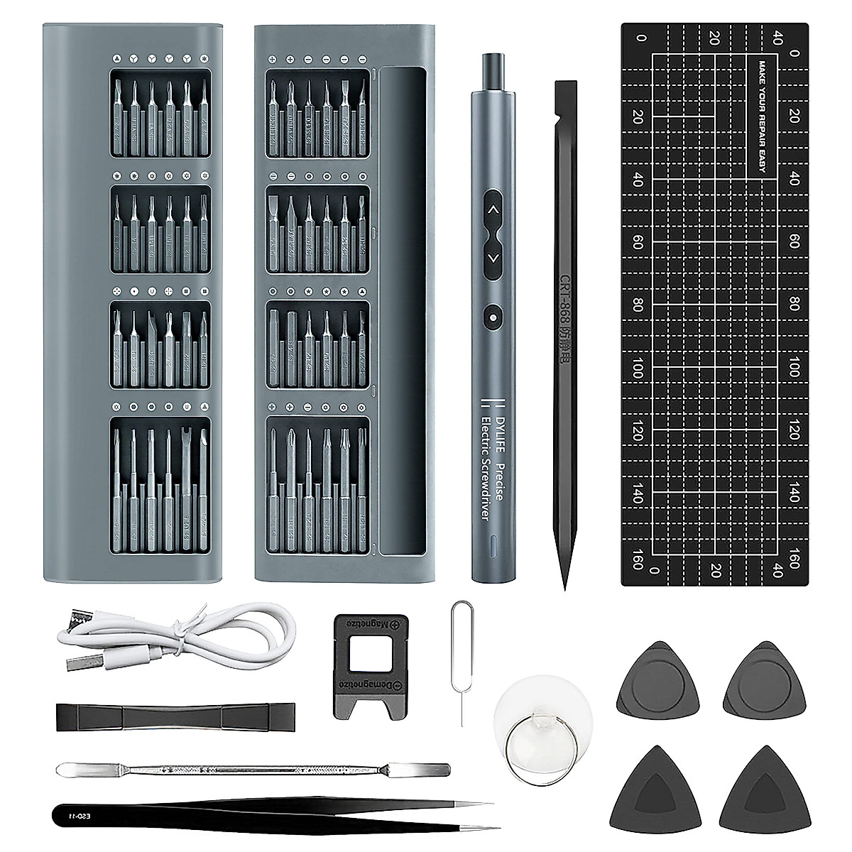 62 In 1 Mini Electric Screwdriver, Rechargeable Portable Small Cordless Electric Screwdriver Kit With Led Light and 48 Standard Screwdriver Heads, Handy Repair Tool for Phone Watch Camera Laptop.