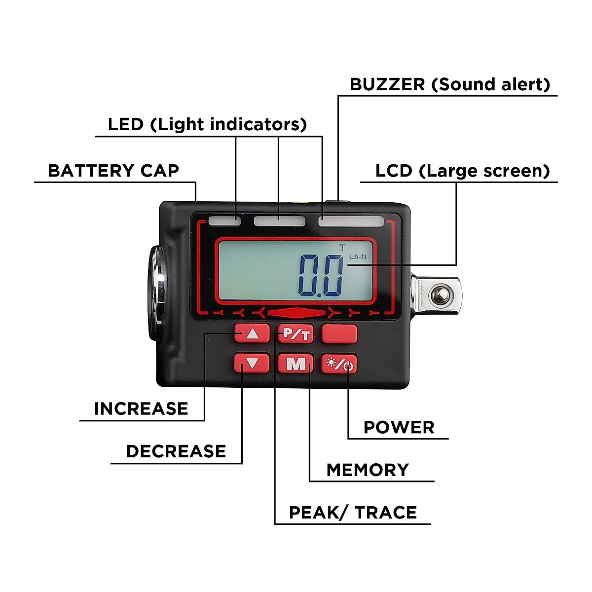KAIFNT K551 Digital Torque Screwdriver/Wrench Set, 5 to 85 in·lbs, Buzzer/LED Flash Notification, Dual Direction