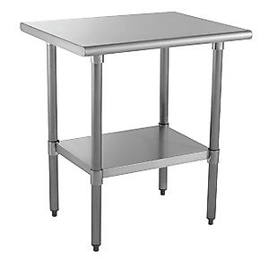 Kratos Stainless Steel Kitchen Prep Table 30" Dx72 W with Undershelf, NSF Worktable for Restaurants - 18ga/430SS (28W-001)