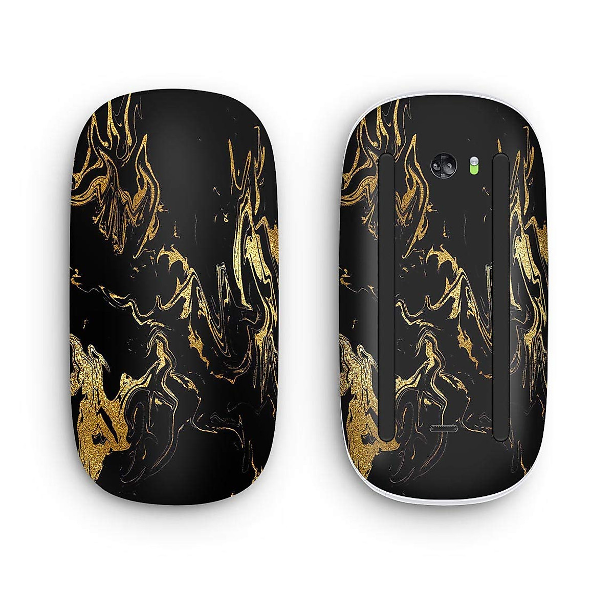 Design Skinz Black & Gold Marble Swirl V1 Vinyl Decal Compatible with The Apple Magic Mouse 2 (Wireless, Rechargable) with Multi-Touch Surface