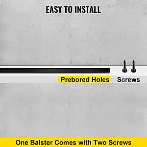 VEVOR Balusters 29.5 Inch-76 Pack Staircase with Screws Flat Aluminum Railing, for Outdoor Stair Deck Porch, Black, 76 Count