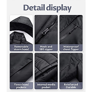 CREATMO US Women's 3 in 1 Waterproof Ski Jacket Windproof Snow Coat Black 2XL