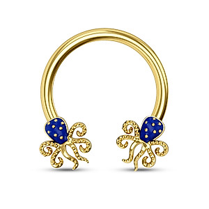 COCHARM Gold Octopus Septum Rings 16g Horseshoe Cartilage Earring for Women 316L Stainless Steel 10mm Daith Piercing Jewelry