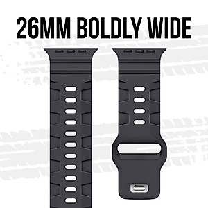 Suitisbest Sport Bands Compatible for Apple Watch Ultra & Apple Watch 2, Ultra Wide Silicone Wristband Waterproof Strap for iWatch Series 9, 8, 7, 6, 5, 4, SE (49mm, 45mm, 44mm, 42mm) for Men