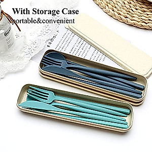 Plastic Travel Utensils, 4 Sets Plastic Spoons and Forks Set Plastic Silverware, Portable Reusable Utensils Set with Case for Lunch Box, Picnic, Travel, Camping