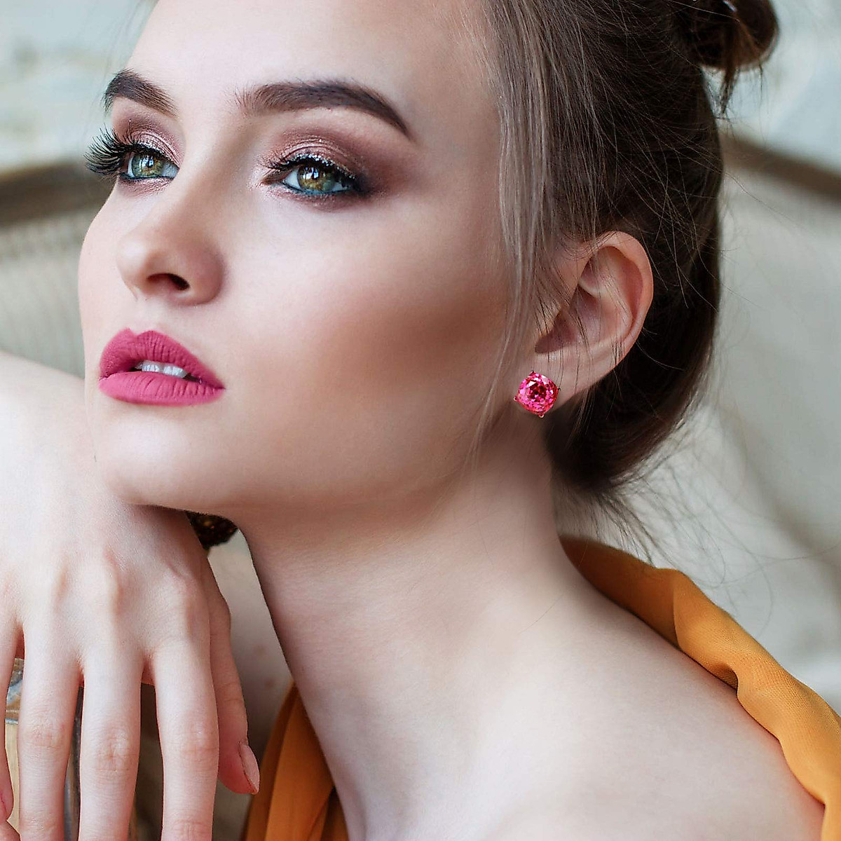 14 Pairs Valentine's Day Faux Druzy Earrings Faceted Square Glitter Stud Pierced Earrings Stainless Steel Bohemian Druzy Stud Earrings Set for Women Present