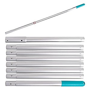 U.S. Pool Supply 10.5 Foot Aluminum Telescopic Swimming Pool Pole - 8 Adjustable Connecting Sections, Expandable Step-Up Length - Attach Connect Skimmer Nets, Rakes, Brushes, Vacuum Heads, Maintenance