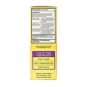 Cough Syrup for Kids Ages 2+ 100% Honey for Kids by Hyland's, Decongestant, Natural Relief of Cough and Chest Congestion, 4 Fl Oz