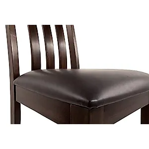 Signature Design by Ashley Haddigan Faux Leather Cushioned Rake Back Dining Chair, 2 Count, Dark Brown
