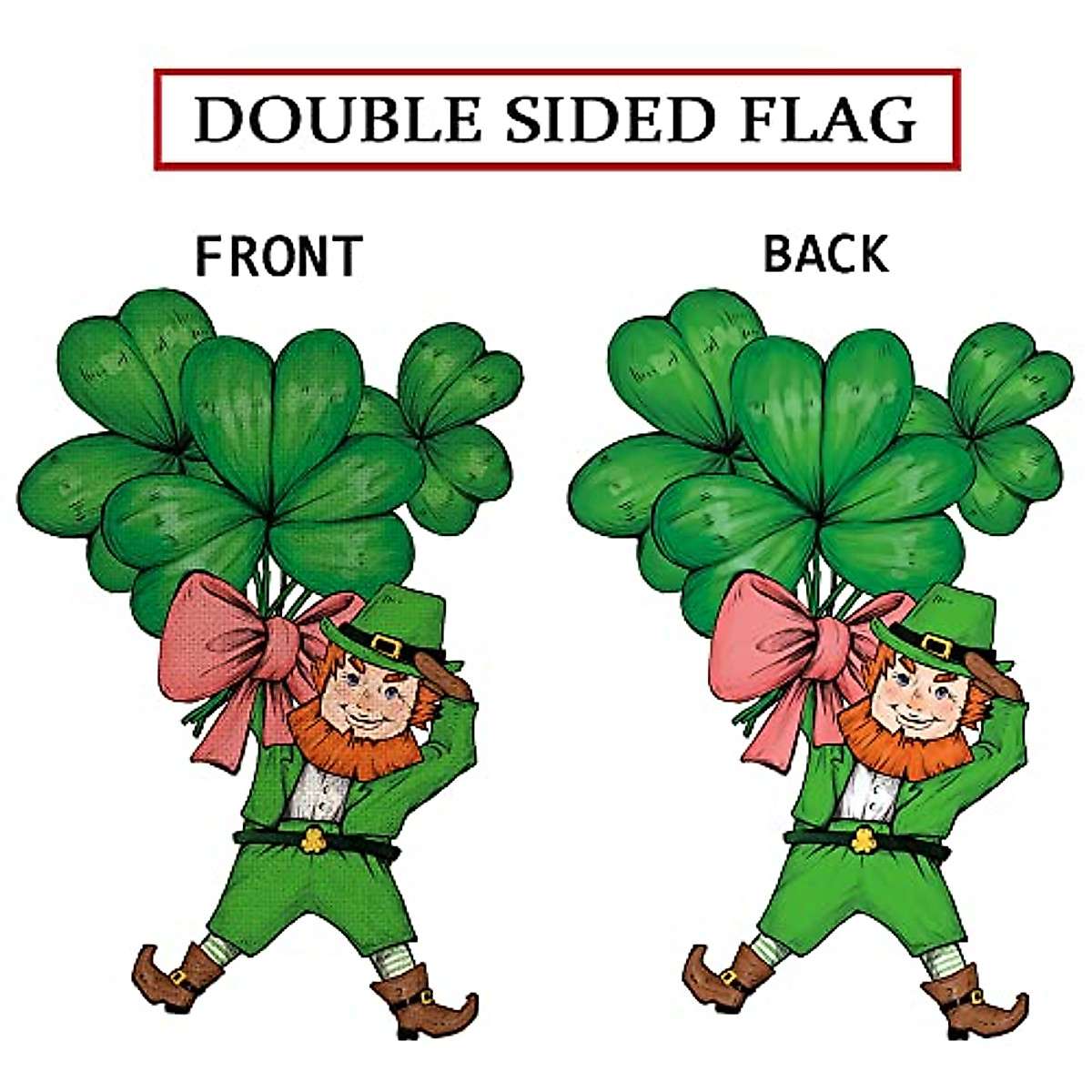 St Patricks Day Garden Flag Leprechauns Shamrocks Clovers Vertical Double Sided Holiday Yard Outdoor Decor 16 x 24 Inch