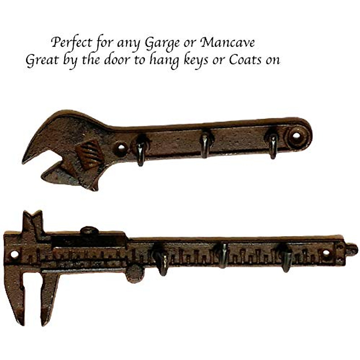 Urbalabs Western Cast Iron Rustic Country Wall Hooks Coat or Key Holder Wall Hook Mounted Decorative for Hats, Coats, Keys, Towels, Mudroom, Entryway, Mancave Bronze (Western 6 Shooter Star and Hat)