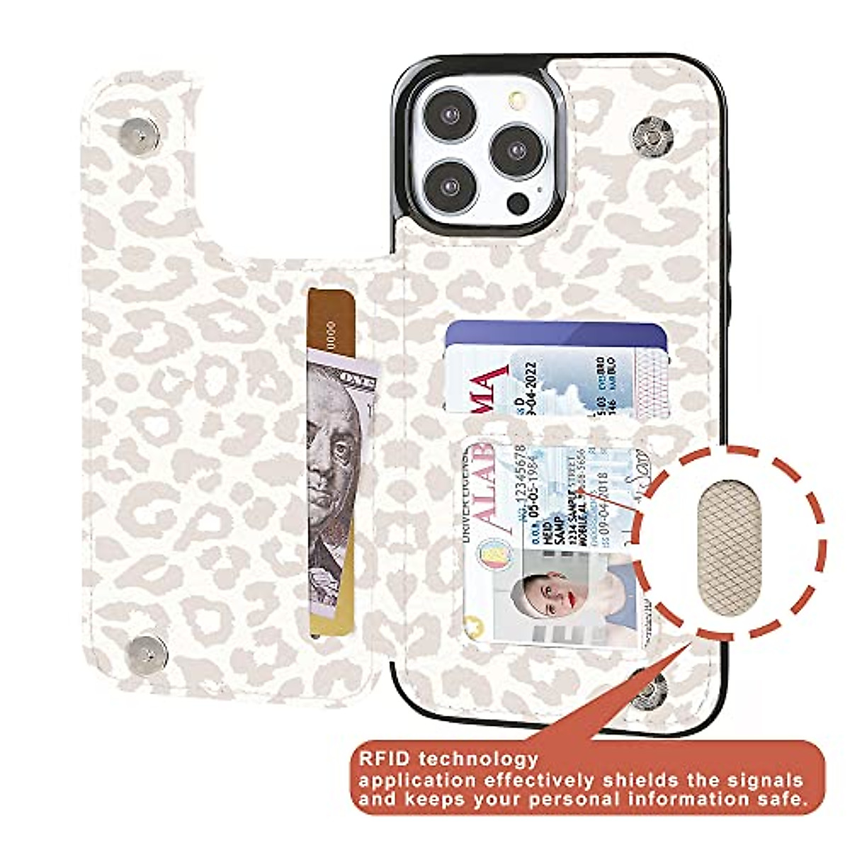 uCOLOR Flip Leather Wallet Case Card Holder for iPhone 12 Pro/12 Women and Girls with Card Holder Kickstand Marble Design Compatible with iPhone 12/iPhone 12 Pro 5G 6.1 inch (Leopard)