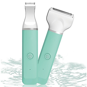 Muejjur Electric Razor for Women, 2-in-1 Rechargeable Bikini Trimmer, Waterproof Electric Shaver for Women, Wet/Dry Use Body Hair Grommer