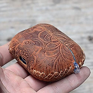 JJNUSA Genuine Leather Distressed Leather for Apple AirPods 3 Wireless Charging Case Leather Protective Case Cover Earbud Case Brown 01