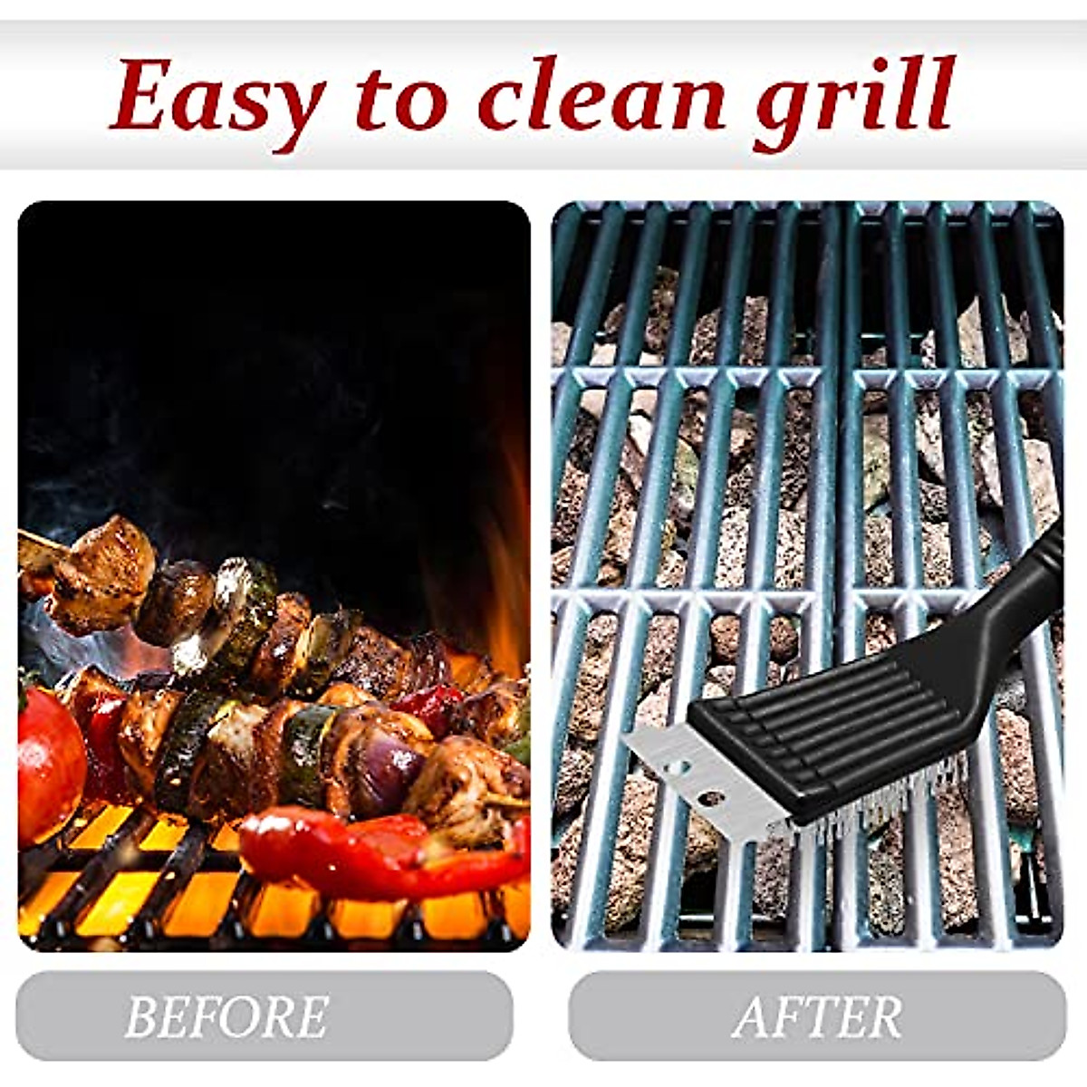 2 Pieces 8 Inch Grill Brush and Scraper Stainless Steel Wire Grill Brush Extra Strong BBQ Cleaner Accessories Heavy Duty Barbecue Grill Cleaning Brush Grill Grate Brush Cleaner