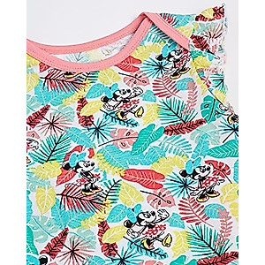 Disney Baby Girls Romper - 2 Pack Ruffled Short Sleeve Baby Jumpsuit Romper - Cozy Baby Clothes for Girls (Newborn/Infant), Size 24M, Minnie Pink Hello Lovely