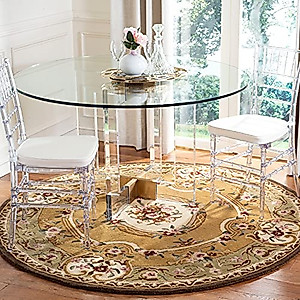 SAFAVIEH Classic Collection 4'6" x 6'6" Oval Light Gold / Green CL280A Handmade Traditional Oriental Premium Wool Area Rug