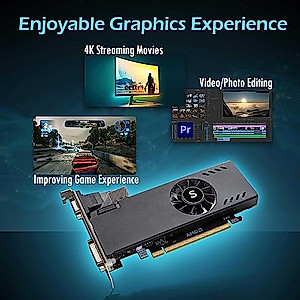 SAPLOS Radeon RX 550 Low Profile Graphics Card, 4GB GDDR5 128-bit, HDMI VGA DVI-D, Video Card for PC Gaming, Computer GPU, DirectX 12, Low Power
