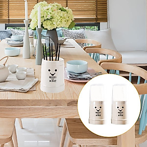 SOLUSTRE Kitchen Utensils Holder Kitchen Utensils Chopsticks Holder with Lid Cutlery Storage Holder Spoon Straw Basket Kitchen Tableware Organizer for Kitchen Countertop Beige 2pcs Silverware Holder