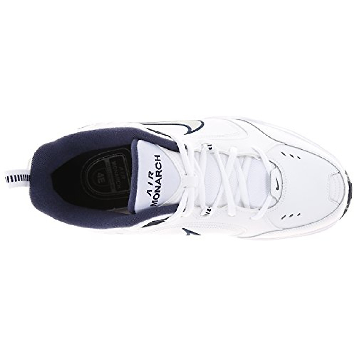 Nike Men's Air Monarch IV Walking Shoes, White/Metallic Silver/Navy, Size 12