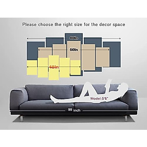 WKqifeil 5 Panels Multi Panel Print Fly Fishing Canvas Wall Art Trout Fisherman Man Cave Pictures Paintings Home Decor Painting Poster No Framed W60in*H32in