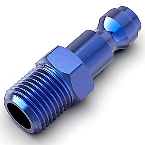 GASHER 20PCS 1/4-Inch NPT Male Blue Aluminum Industrial Air Plug, Pneumatic Plugs 300PSI(T-Style)