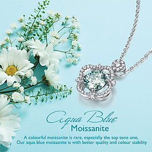 EVABELLE Moissanite Necklace 1CT 18K White Gold Plated 925 Sterling Silver D Color Ideal Cut Diamond Pendant Necklaces for Women with Certificate of Authenticity, 18K White Gold Plated 925 Sterling