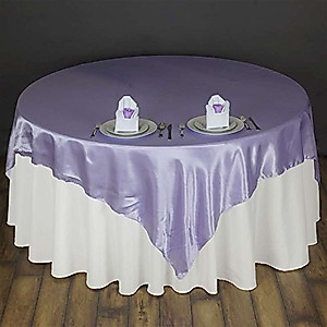 TABLECLOTHSFACTORY 72" Satin Square Table Overlay for Wedding Catering Party Table Decorations Lavender (Table Toppers)