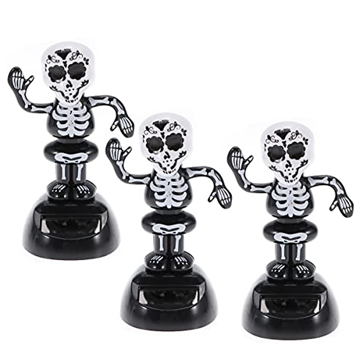 Car Dashboard Skull Halloween Car Dashboard Bobblehead Toy Scary Solar Powered Dancing Ghost Shaking Head Toy Table Desk Car Ornament Solar Bobblehead Figures