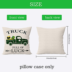 SIBOSUN St Patricks Day Pillow Covers 18x18 Inch Set of 4 Clover Black and Green Buffalo Plaid Shamrock Decorative Throw Pillowcase Lucky Clovers Linen Cushion Case for Home Couch Sofa Decorations